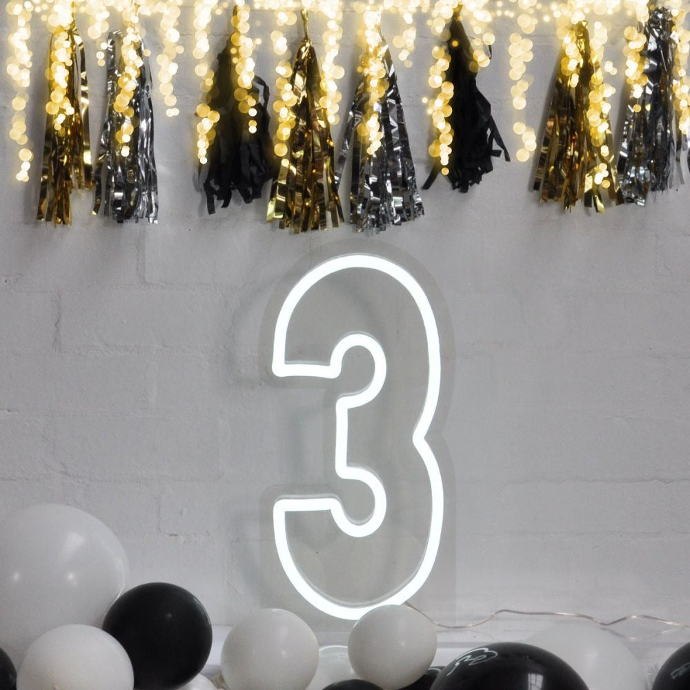 "3" Neon Sign- Affordable Custom Neon Signs | NeonDreamsUSA